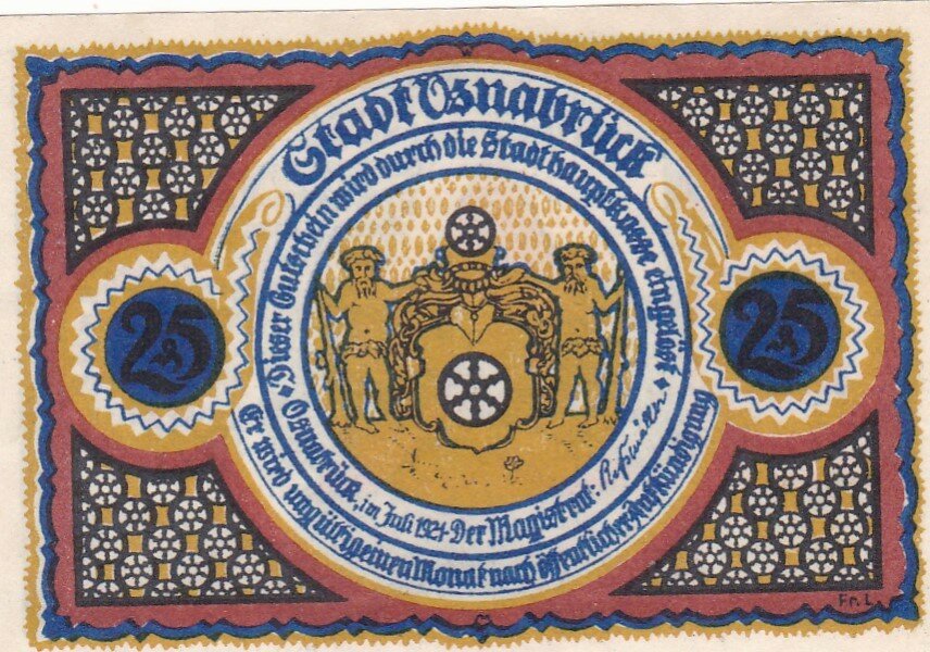 Германия (Веймарская Республика) Оснабрюк 25 пфеннигов 1921 г.