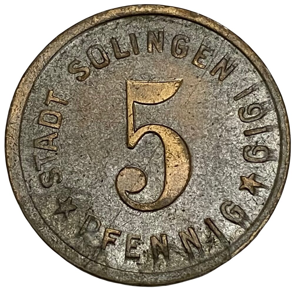 Германия (Веймарская Республика) Золинген 5 пфеннигов 1919 г.