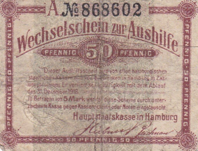 Германия (Германская Империя) Гамбург 50 пфеннигов 1917 г.