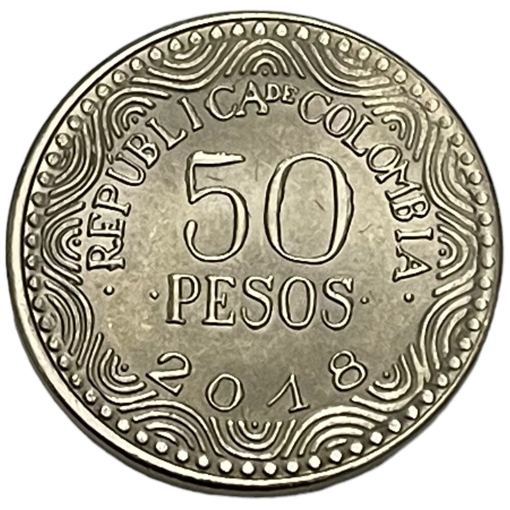 Колумбия 50 песо 2018 г.