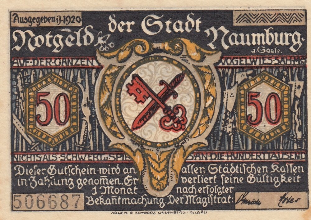Германия (Веймарская Республика) Наумбург 50 пфеннигов 1920 г. (№4) (4)
