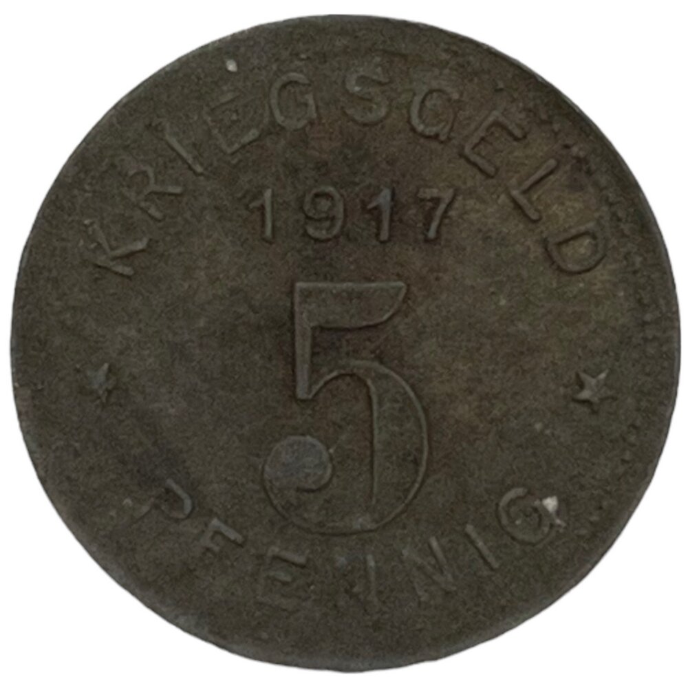 Германия (Германская Империя) Виттен 5 пфеннигов 1917 г. (5)