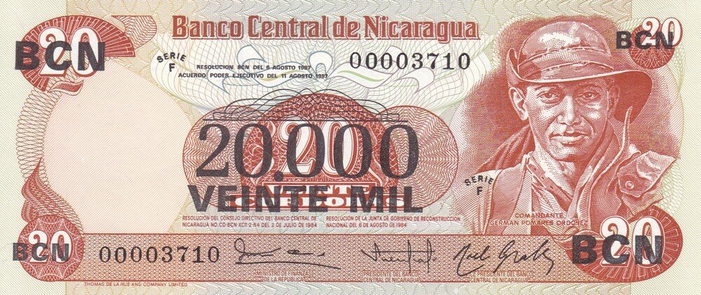 Никарагуа 20000 кордоб 1987 г.