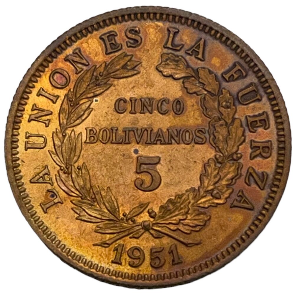 Боливия 5 боливиано 1951 г.