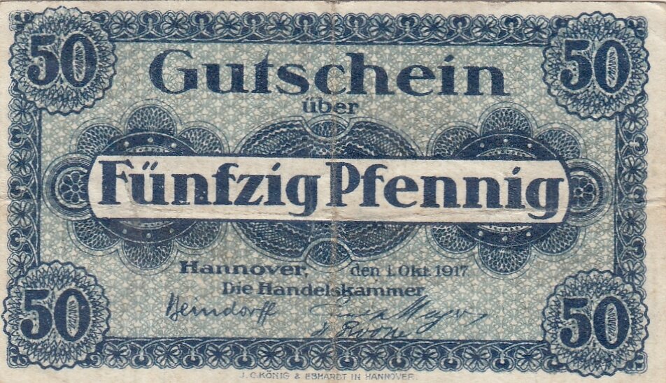 Германия (Германская Империя) Ганновер 50 пфеннигов 1917 г.