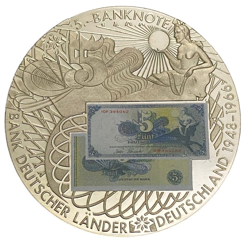 Германия, настольная медаль "Прощай валюта. 5 марок 1948" 2002 г.