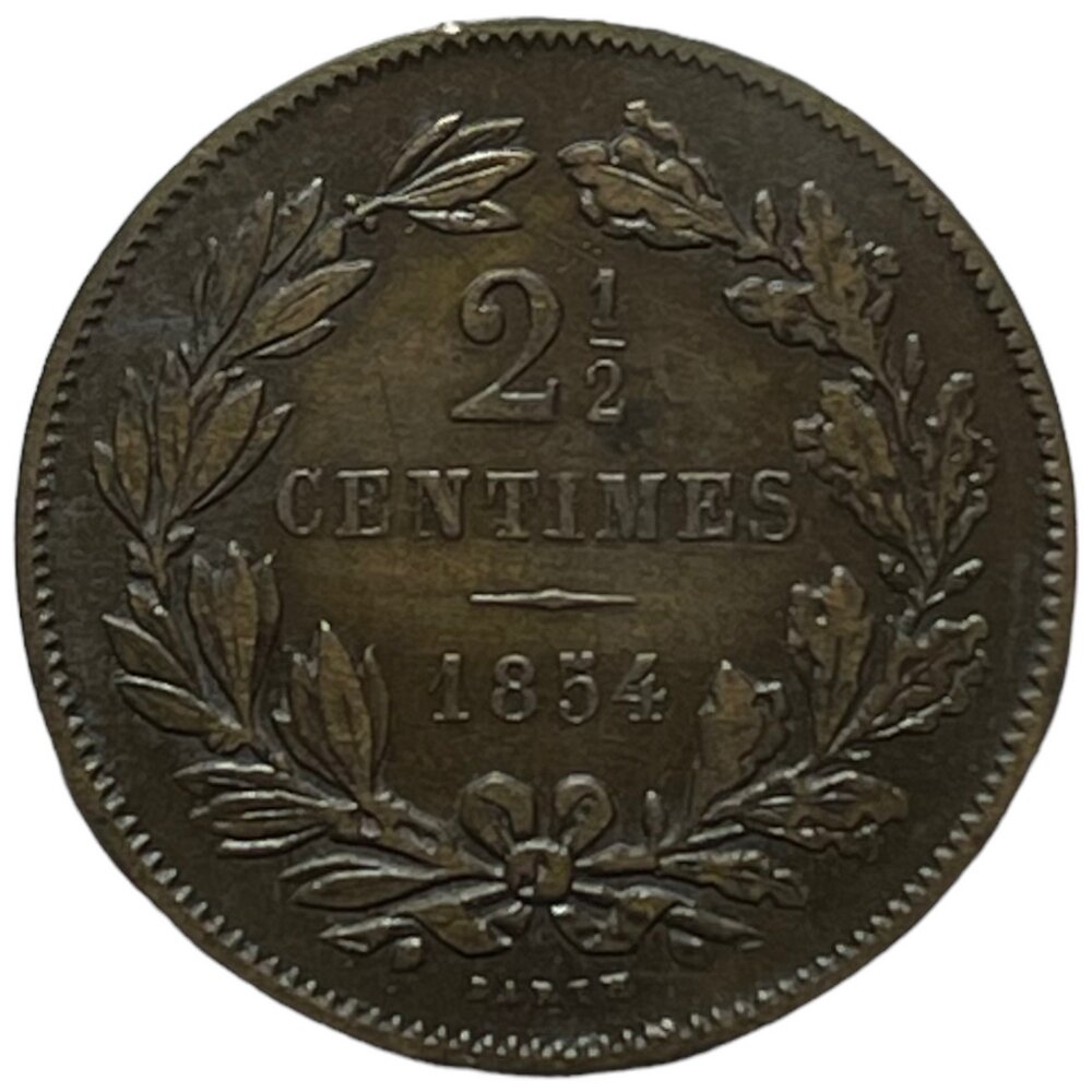 Люксембург 2 1/2 сантима 1854 г.