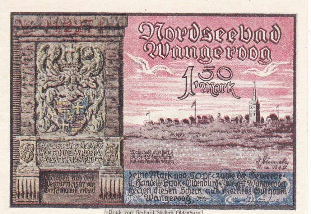 Германия (Веймарская Республика) Вангероге 1,5 марки 1922 г.