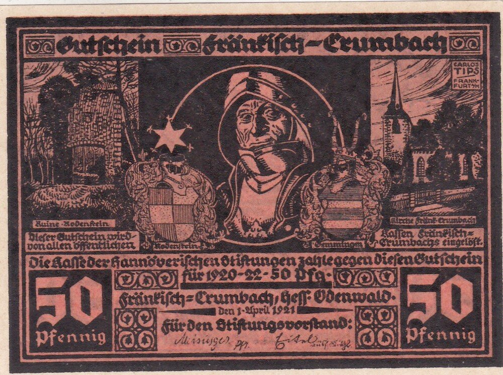 Германия (Веймарская Республика) Френкиш-Крумбах 50 пфеннигов 1921 г.