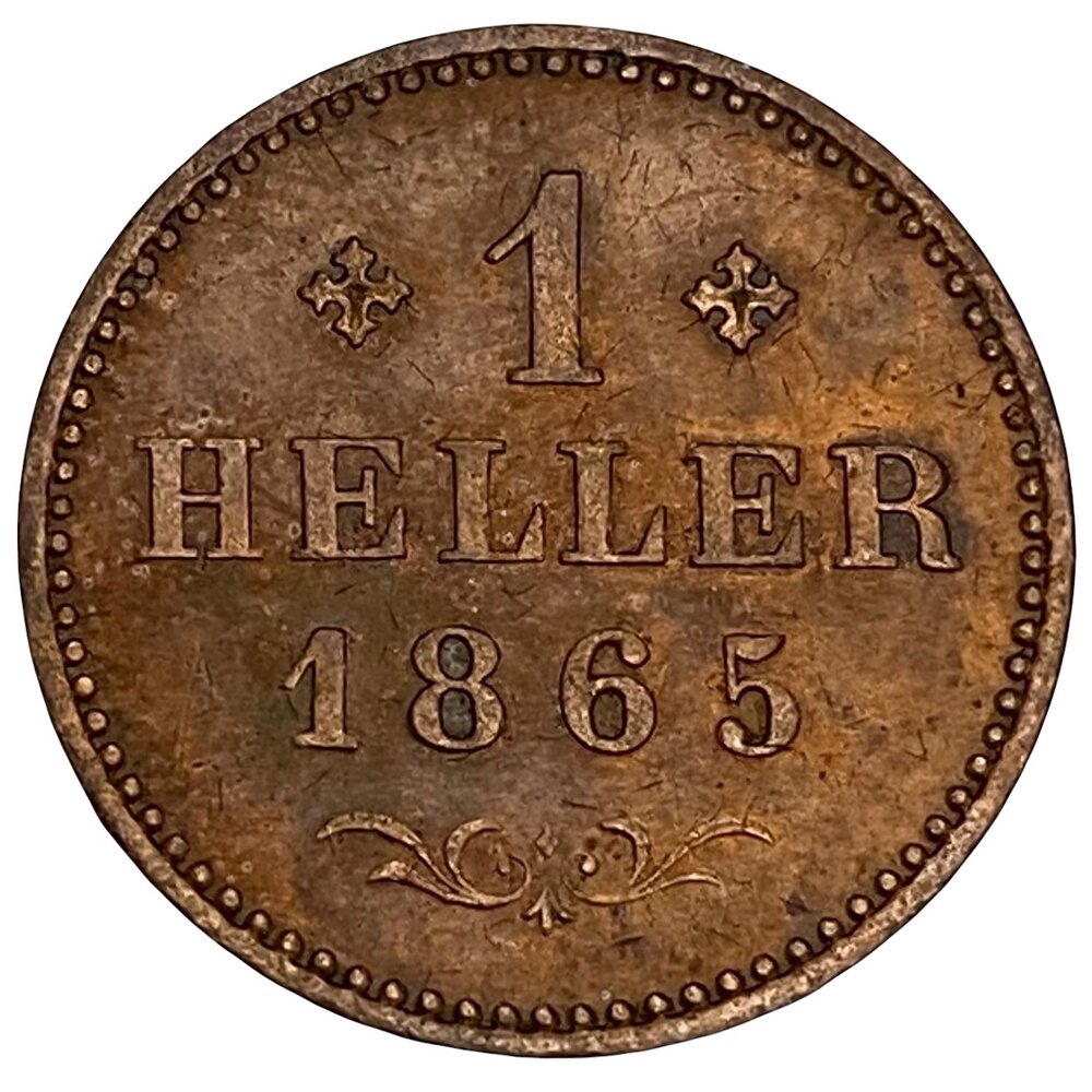 Германия, Франкфурт-на-Майне 1 геллер 1865 г.