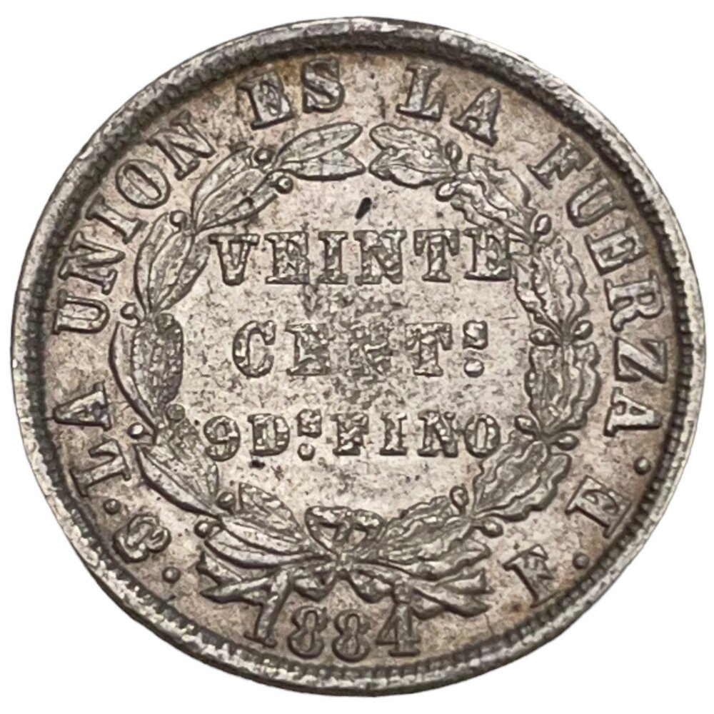 Боливия 20 сентаво 1884 г. (FE)