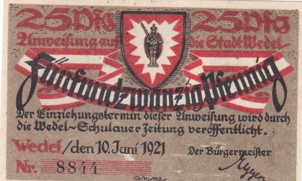 Германия (Веймарская Республика) Ведель 25 пфеннигов 1921 г.
