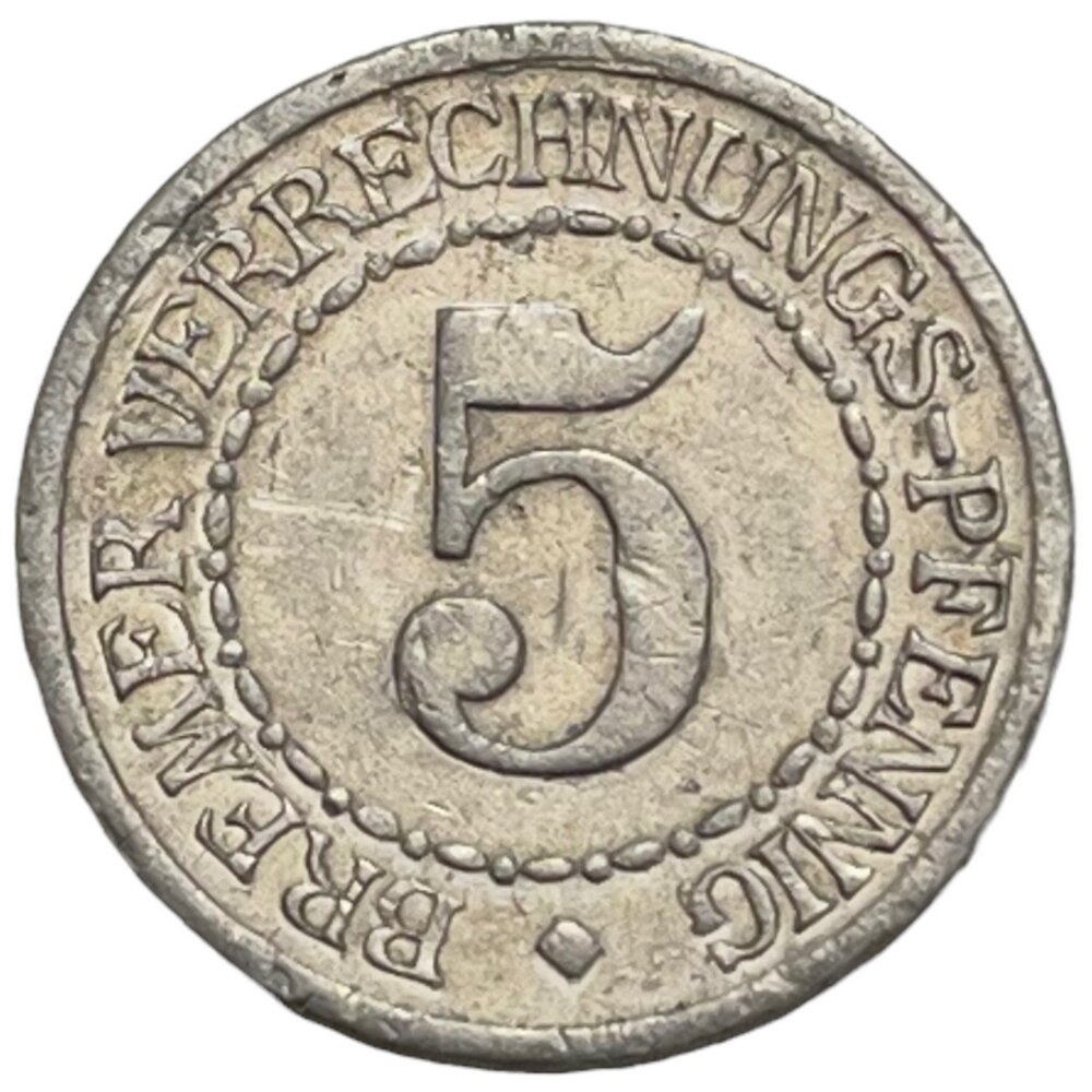 Германия, Бремен 5 пфеннигов 1918-1922 гг.