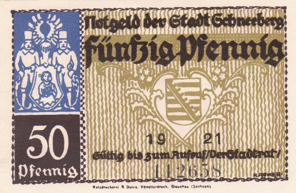 Германия (Веймарская Республика) Шнеберг 50 пфеннигов 1921 г. (№2)