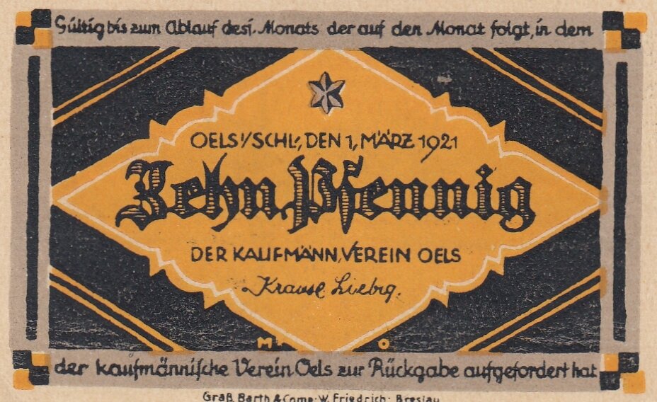 Германия (Веймарская Республика) Оэлс 10 пфеннигов 1921 г.