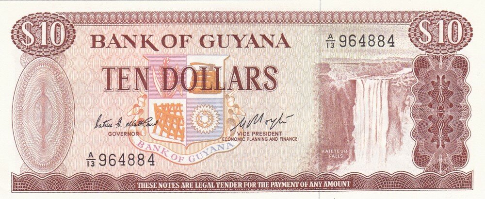 Гайана 10 долларов 1966-1992 гг. (№3)