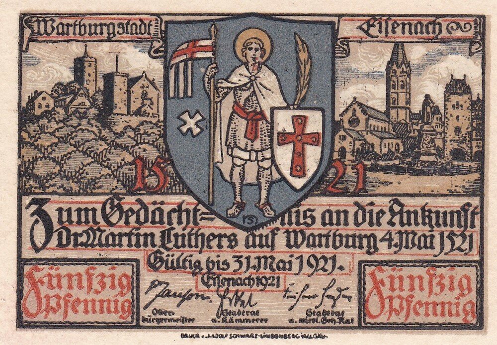 Германия (Веймарская Республика) Айзенах 50 пфеннигов 1921 г. (№5) (7)