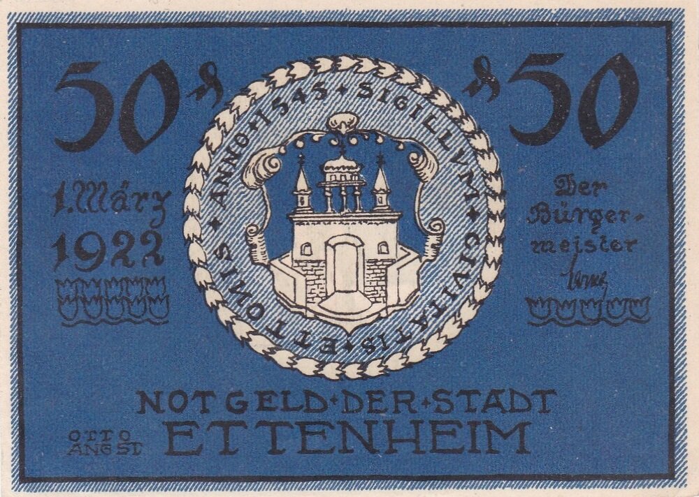 Германия (Веймарская Республика) Эттенхайм 50 пфеннигов 1922 г. (№4) (3)