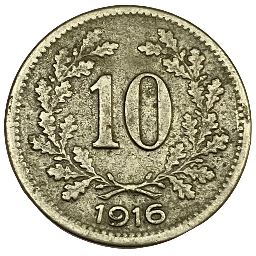 Австрия 10 геллеров 1916 г. (Герб Австрии)