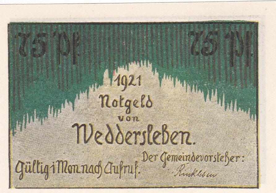 Германия (Веймарская Республика) Веддерслебен 75 пфеннигов 1921 г. (№4)