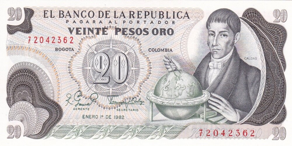 Колумбия 20 песо 1982 г.
