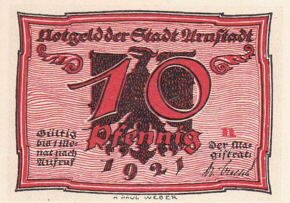Германия (Веймарская Республика) Арнштадт 10 пфеннигов 1921 г. (N) (2)
