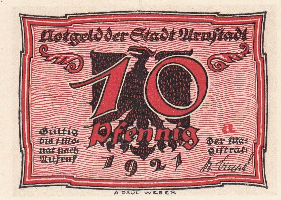 Германия (Веймарская Республика) Арнштадт 10 пфеннигов 1921 г. (A2) (2)