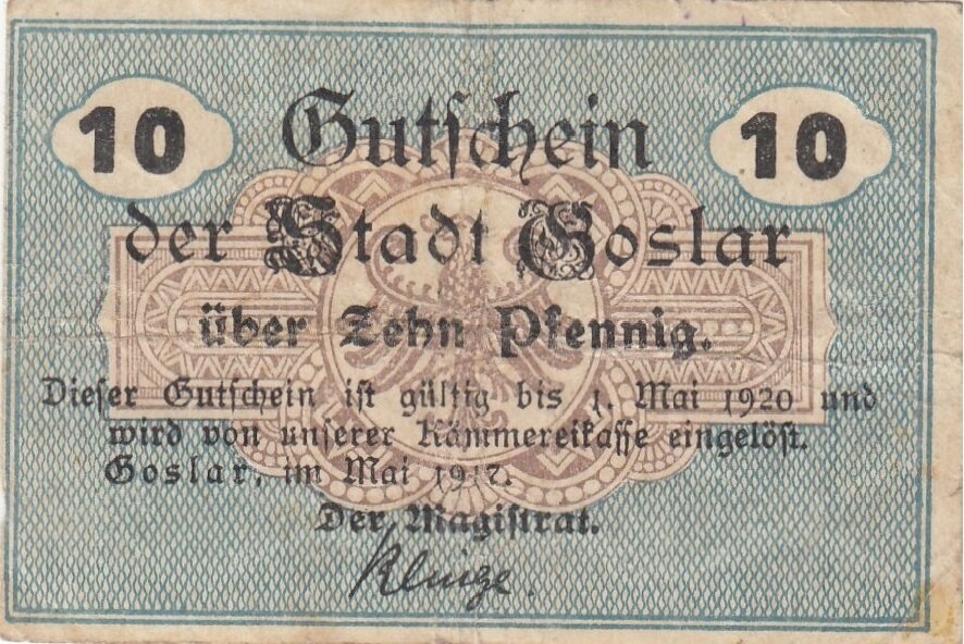 Германия (Германская Империя) Гослар 10 пфеннигов 1917 г. (3)