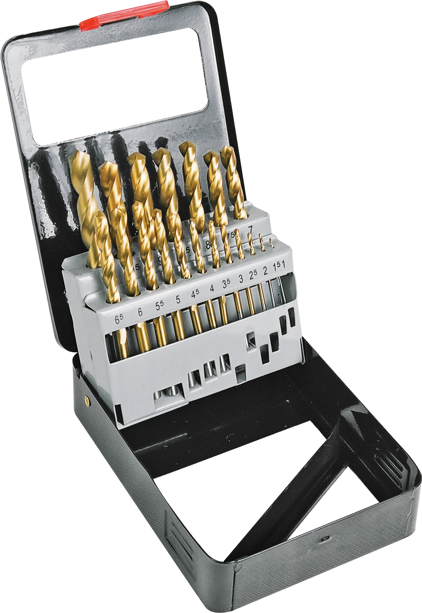 Набор сверл по металлу с титановым покрытием Кратон Ø1-10 мм (19 шт)