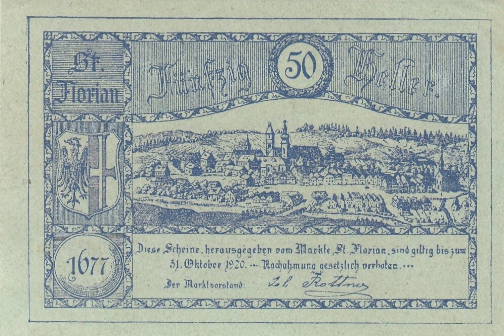 Австрия, Санкт-Флориан 50 геллеров 1914-1920 гг. (№1)