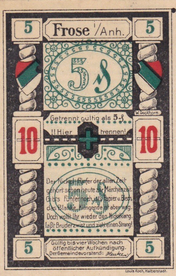 Германия (Веймарская Республика) Фрозе 10 пфеннигов 1918-1922 г. (6)