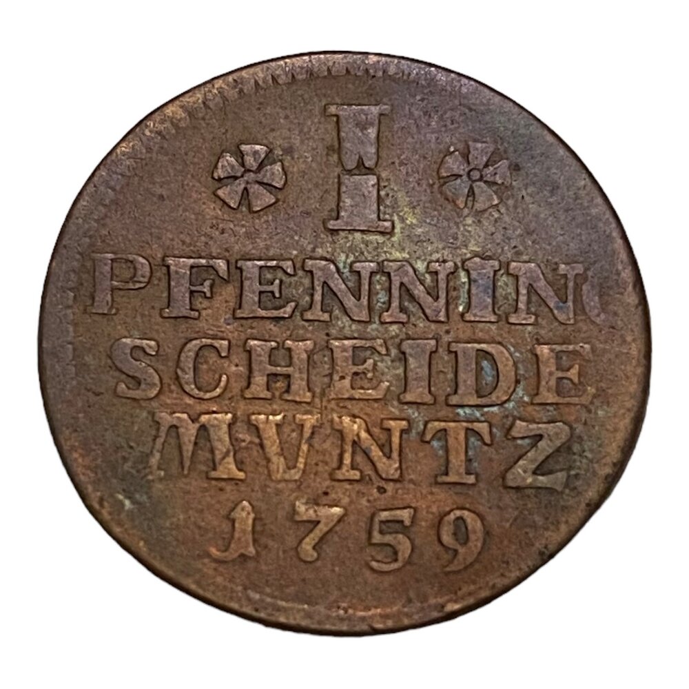 Германия, Брауншвейг-Люнебург-Каленберг-Ганновер 1 пфеннинг 1759 г. (Дикарь) (IBH)