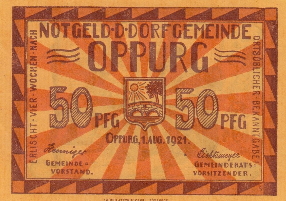 Германия (Веймарская Республика) Оппург 50 пфеннигов 1921 г. (№1) (2)