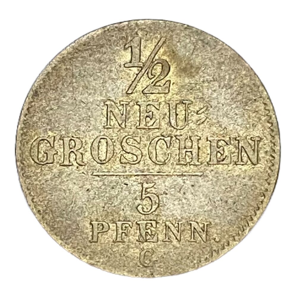 Германия, Саксония 1/2 нового гроша (5 пфеннигов) 1842 г. (G)