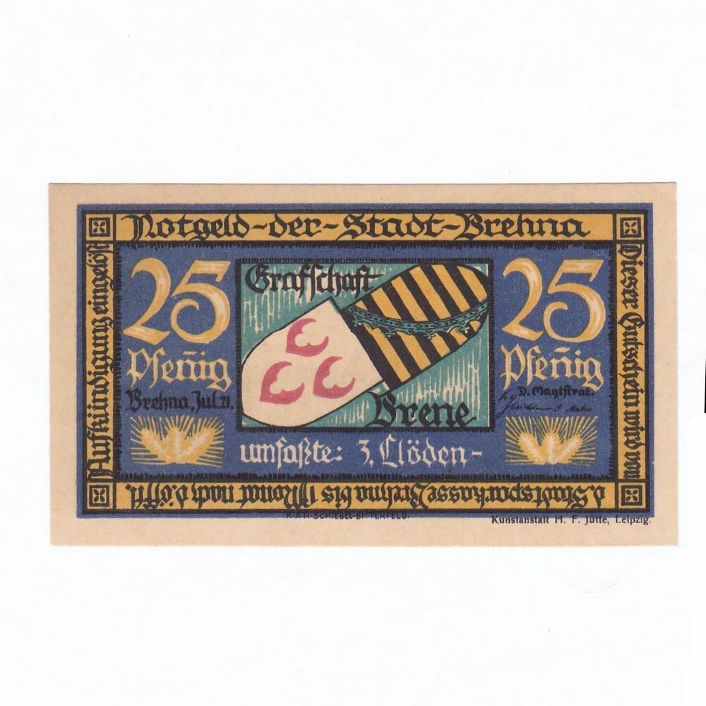 Германия (Веймарская Республика) Брена 25 пфеннигов 21.07.1921 г. (2)