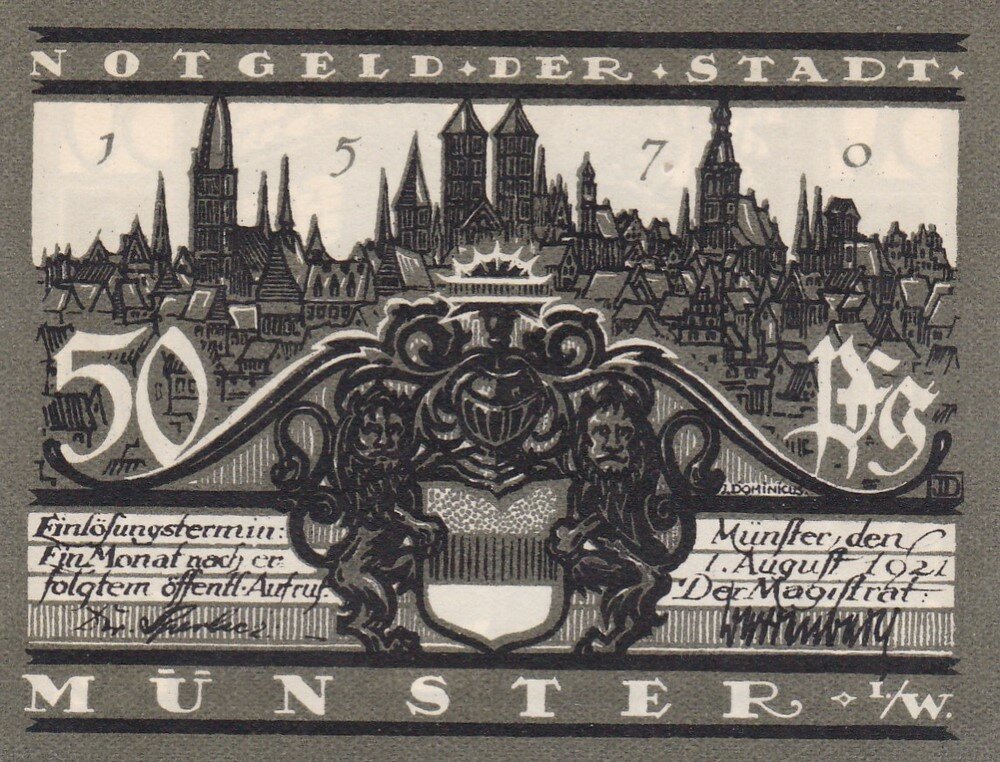 Германия (Веймарская Республика) Мюнстер 50 пфеннигов 1921 г. (№5)