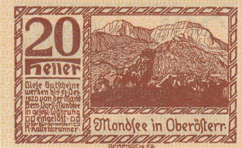 Австрия, Мондзее 20 геллеров 1914-1920 гг. (№4.2) (2)