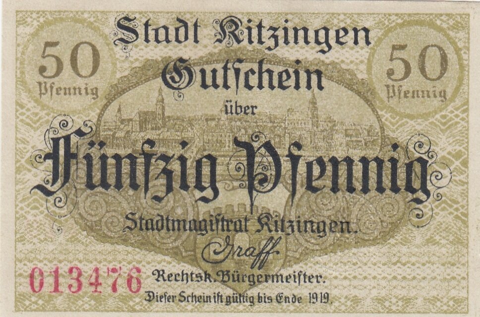 Германия (Германская Империя) Китцинген 50 пфеннигов 1918 г.