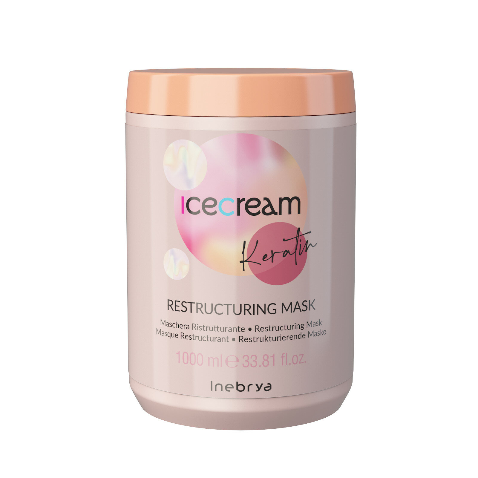 Укрепляющая маска для волос кератином Inebrya Ice Cream Keratin Restructuring Mask, 1000 мл
