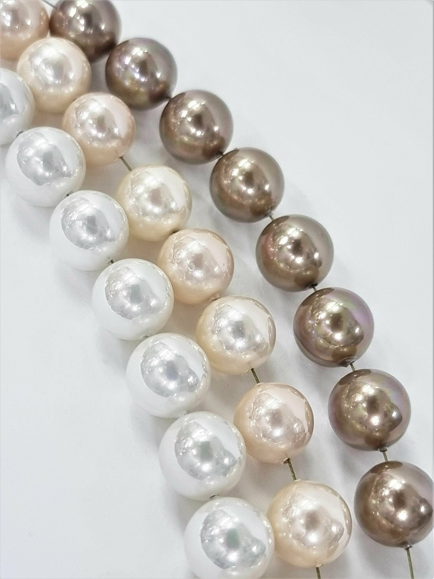 Жемчуг "Майорика". 10мм. 30шт. Бежевый, Карамельный, Белый.