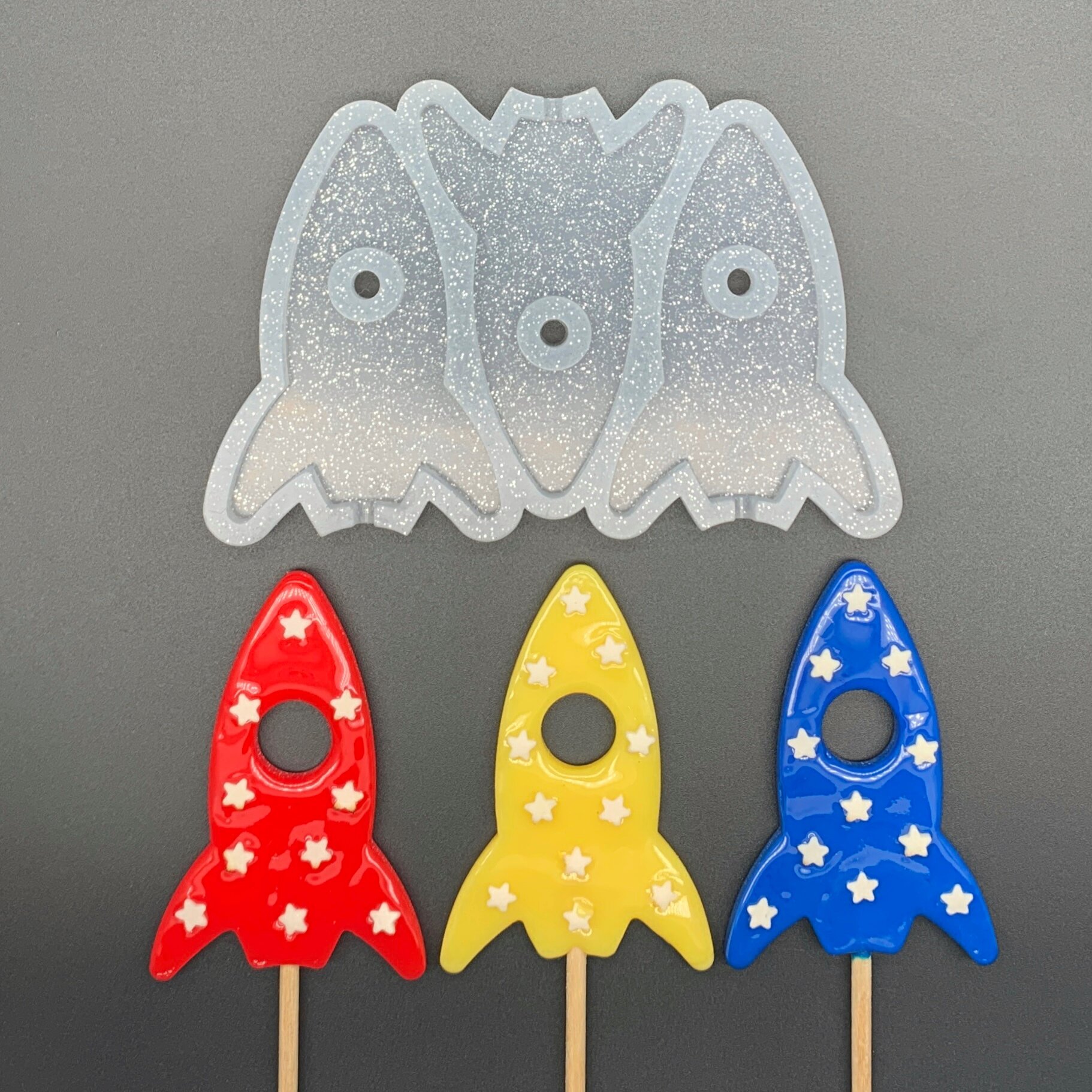 Силиконовая форма молд для леденцов и шоколада Ракета