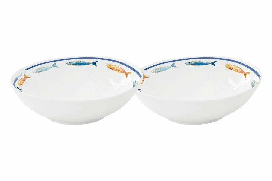 Набор 2 салатника малых Морской берег, фарфоровых, с фактурой (Easy Life)