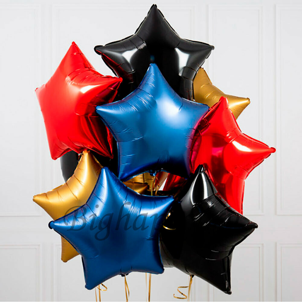 Букет из разноцветных гелиевых шариков-звёзд