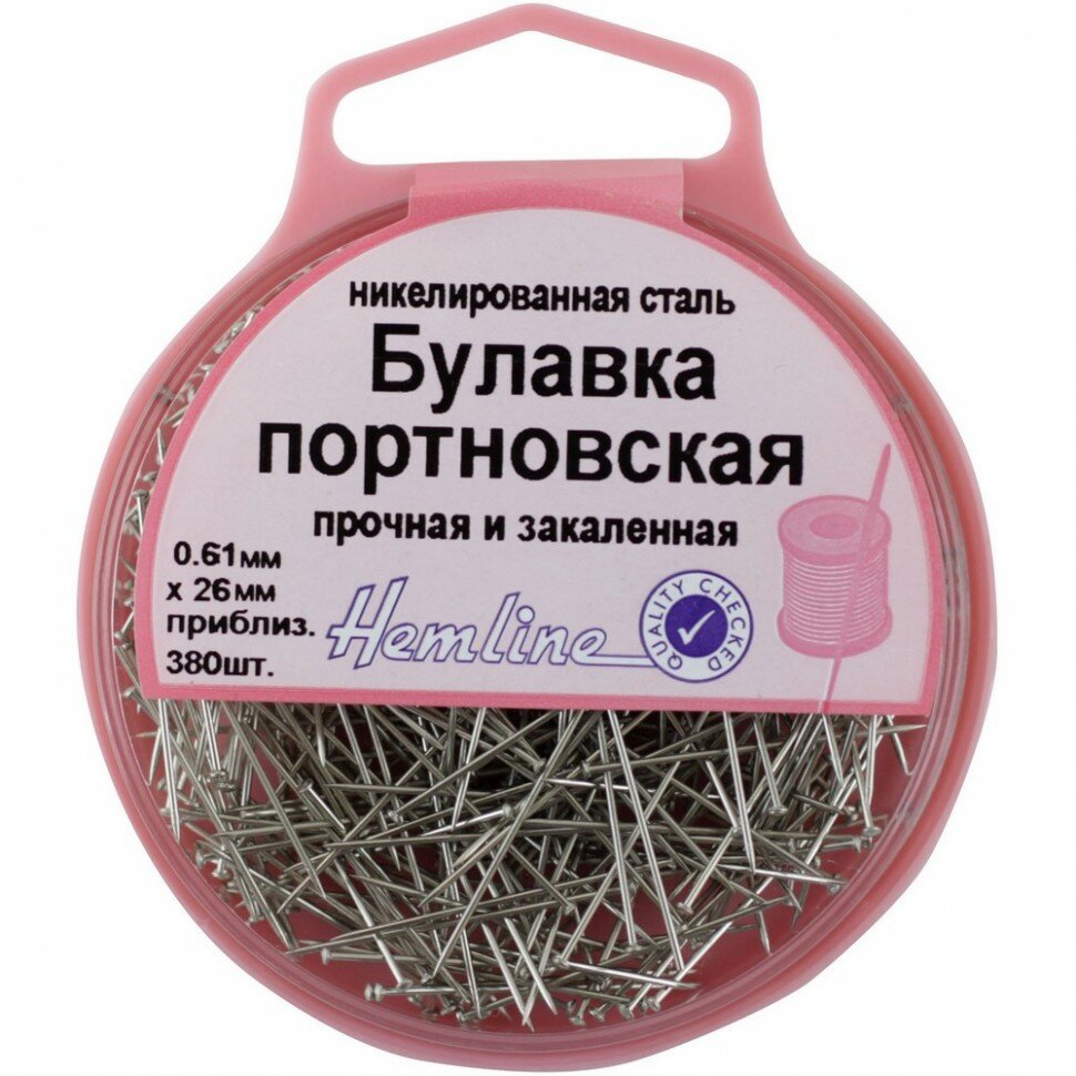 Hemline 719 Булавки портновские "Гвоздики" в пластиковом контейнере, 26 мм, 380 шт