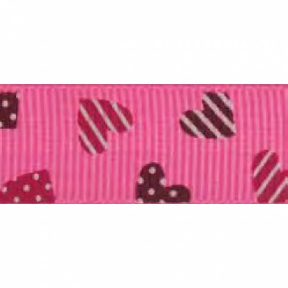 Hemline VR15.138 Лента репсовая на картонной мини-катушке "Сердечки"