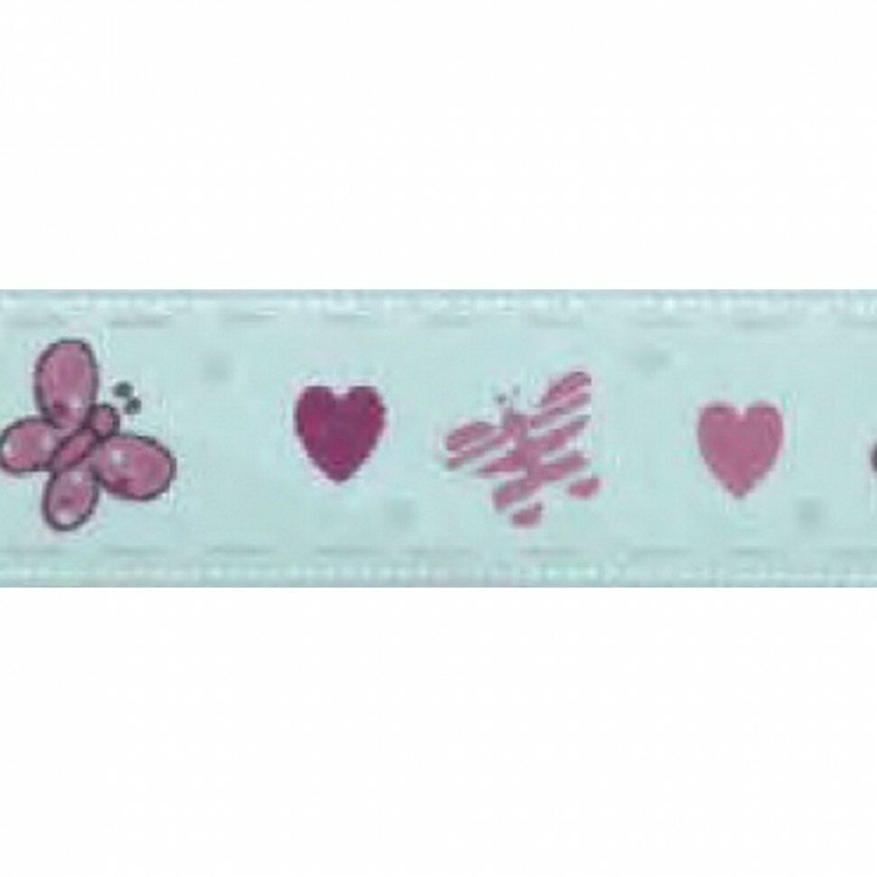 Hemline VR12.419 Лента репсовая на картонной мини-катушке "Бабочки и сердечки"