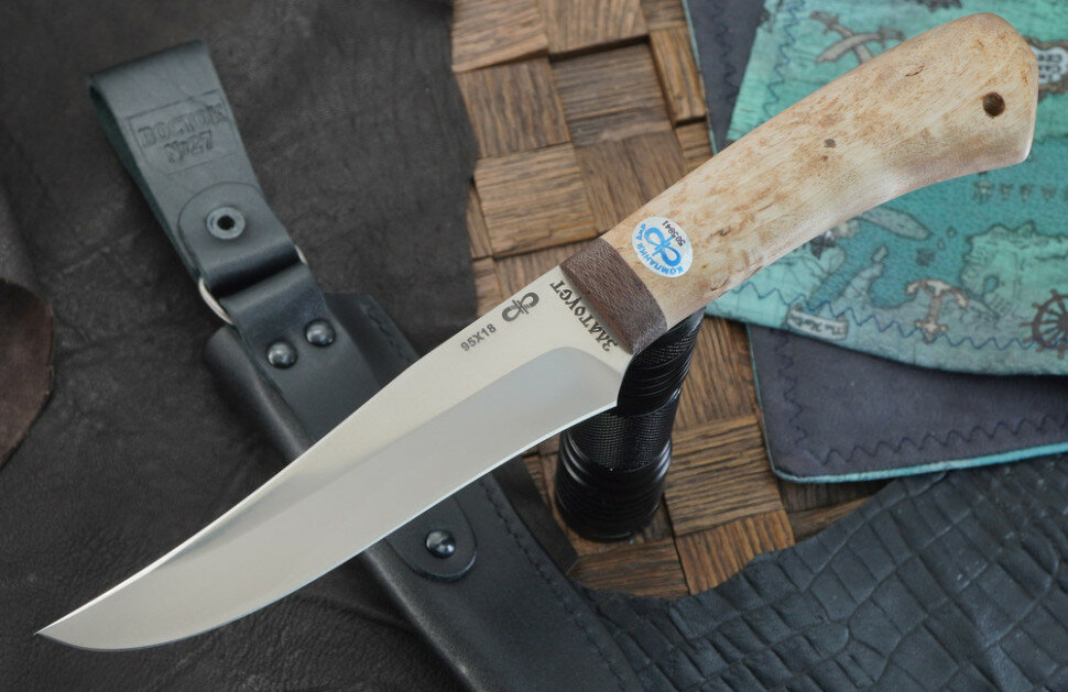 АиР нож с фиксированным клинком Восток, сталь 95Х18, рукоять карельская береза