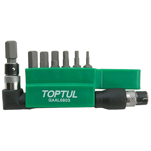 Набор бит 1/4" HEX 2-8мм с Г-обр. переходником GAAL0803 TOPTUL