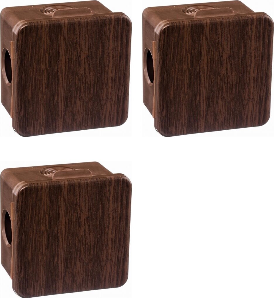 Распаячная коробка TDM Electric Эко 65x65x50 квадратная 4 ввода для открытого монтажа IP54 бук (комплект из 3 шт.)