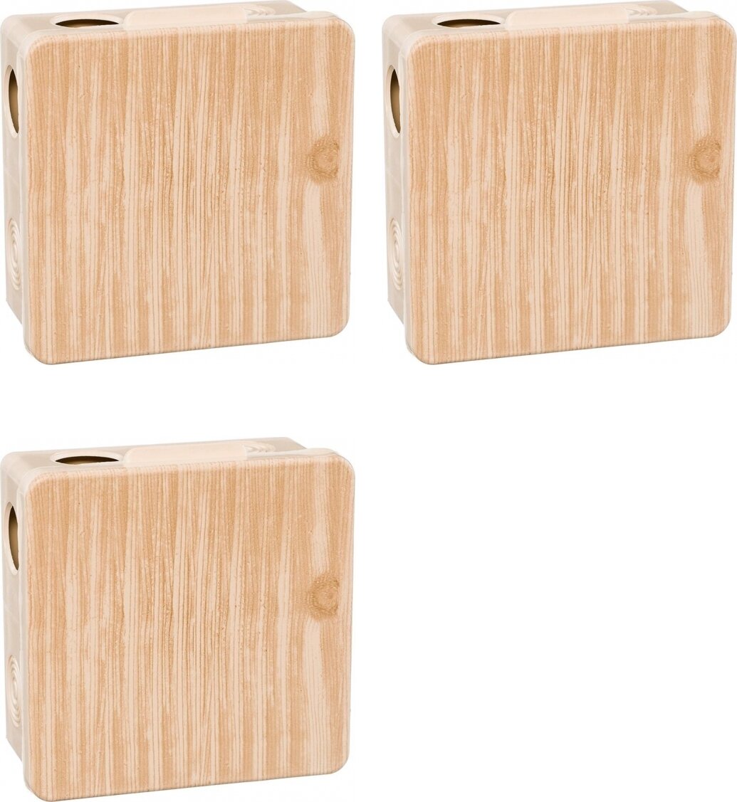 Коробка распределительная TDM Electric Эко 100x100x55 квадратная 8 вводов для открытого монтажа IP54 сосна (комплект из 3 шт.)